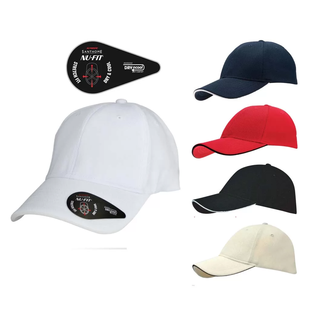 Santhome Nu-Fit® Performance Stretch-Fitted Cap - Black / White ...